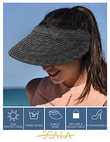 Scala Women's Sewn Braid Visor, Natural, One Size