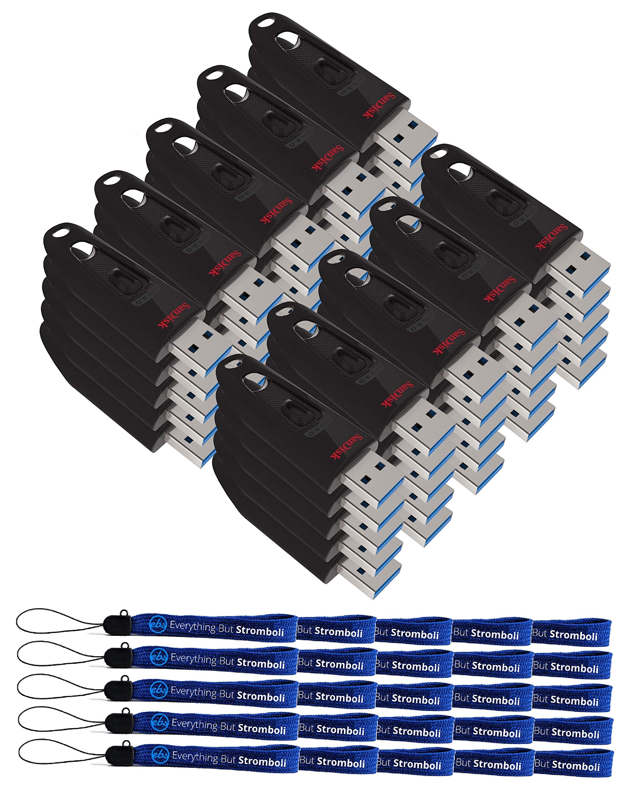 SanDisk 16GB Flash Ultra (50 Pack) 3.0 USB Flash Drive High Performance Thumb Drive (SDCZ48-016G-U46) Bundle with (25) Everything But Stromboli Lanyard