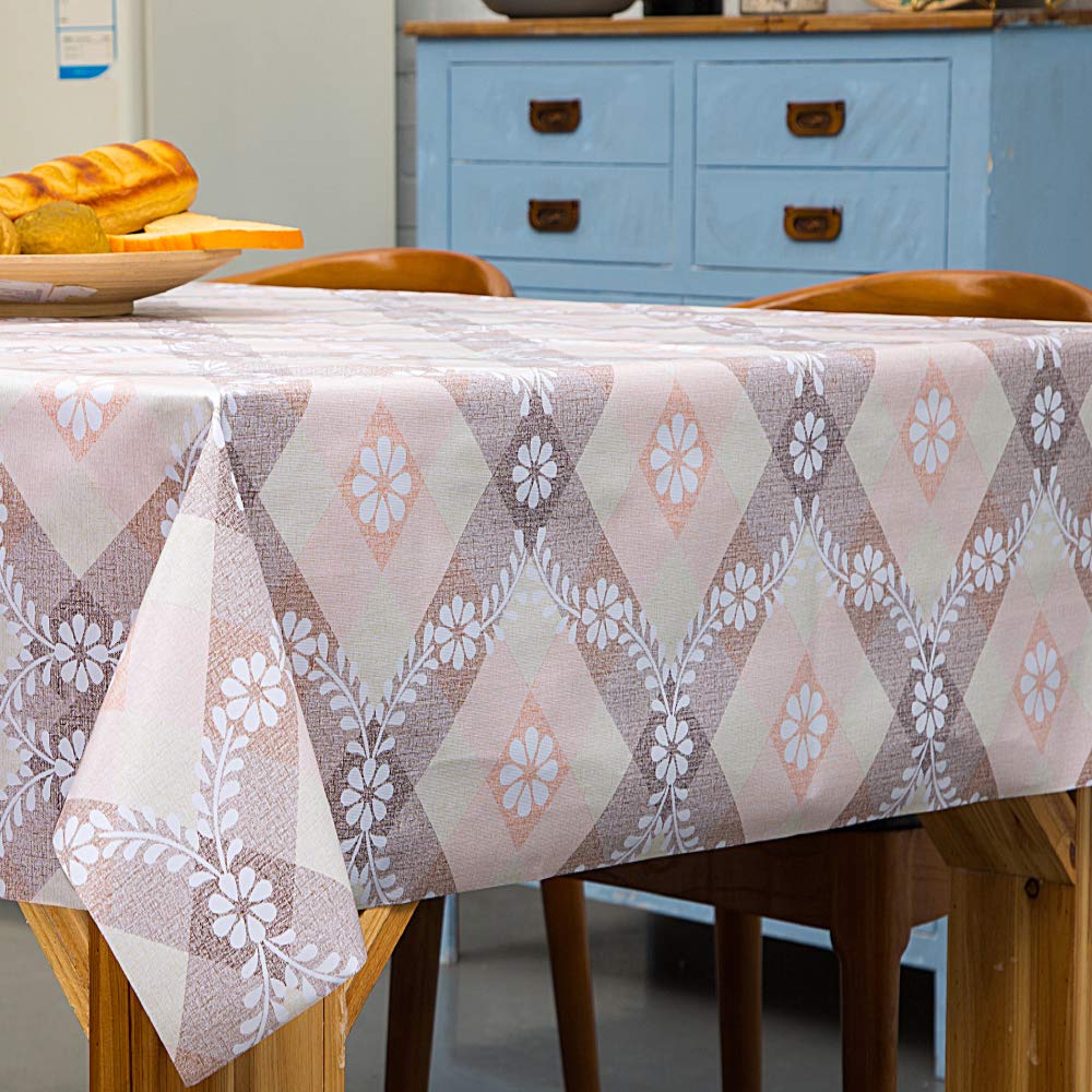 Tablecloth Vinyl Rectangle Waterproof, Stain Resistant Oilproof, Plastic PVC Heavy Duty Wipe Clean, for Kitchen Dinning Baby Outdoor Party Camping