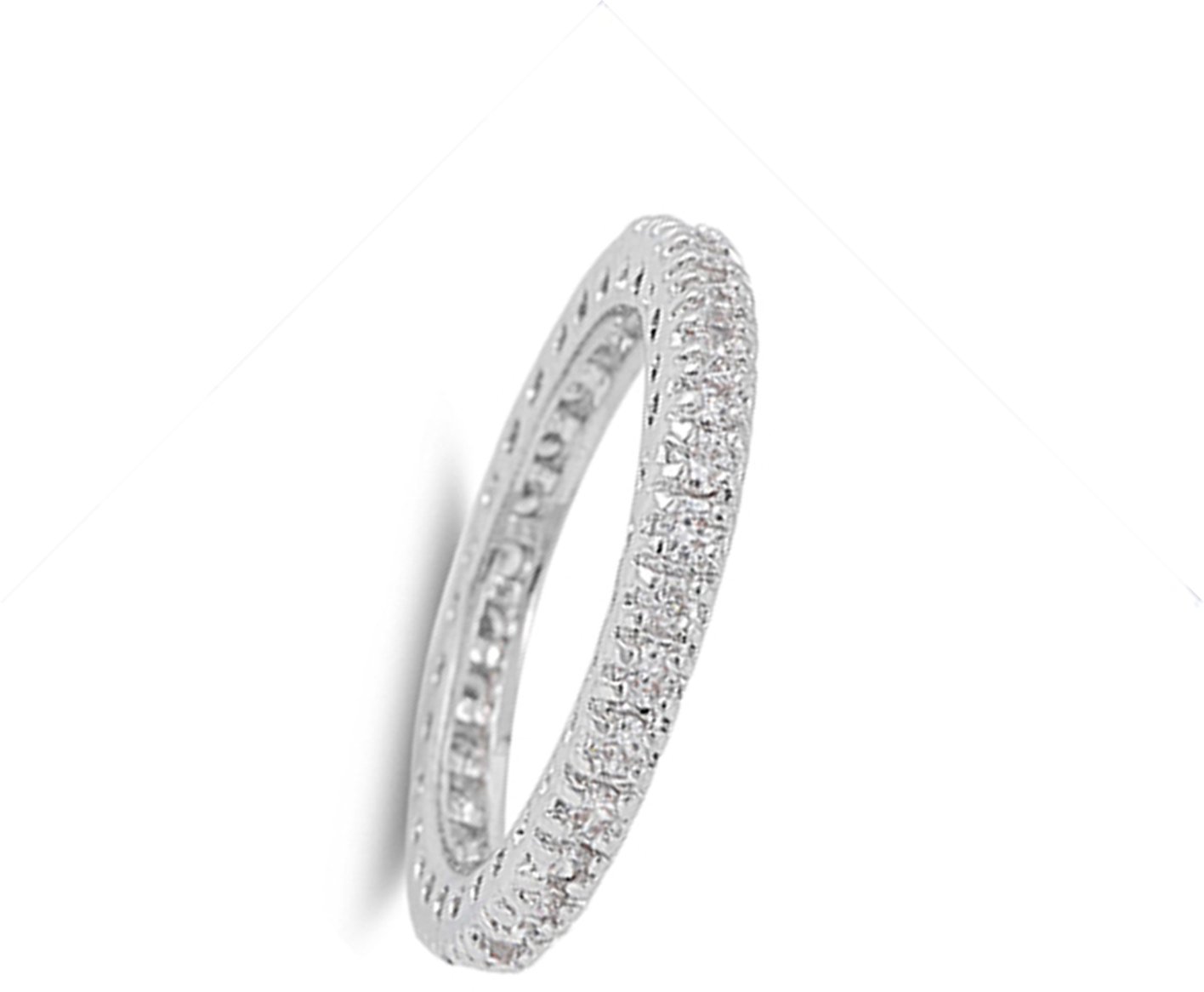 Sac Silver Eternity Stackable White CZ Women's Wedding Band Rhodium Plated Ring Size 10