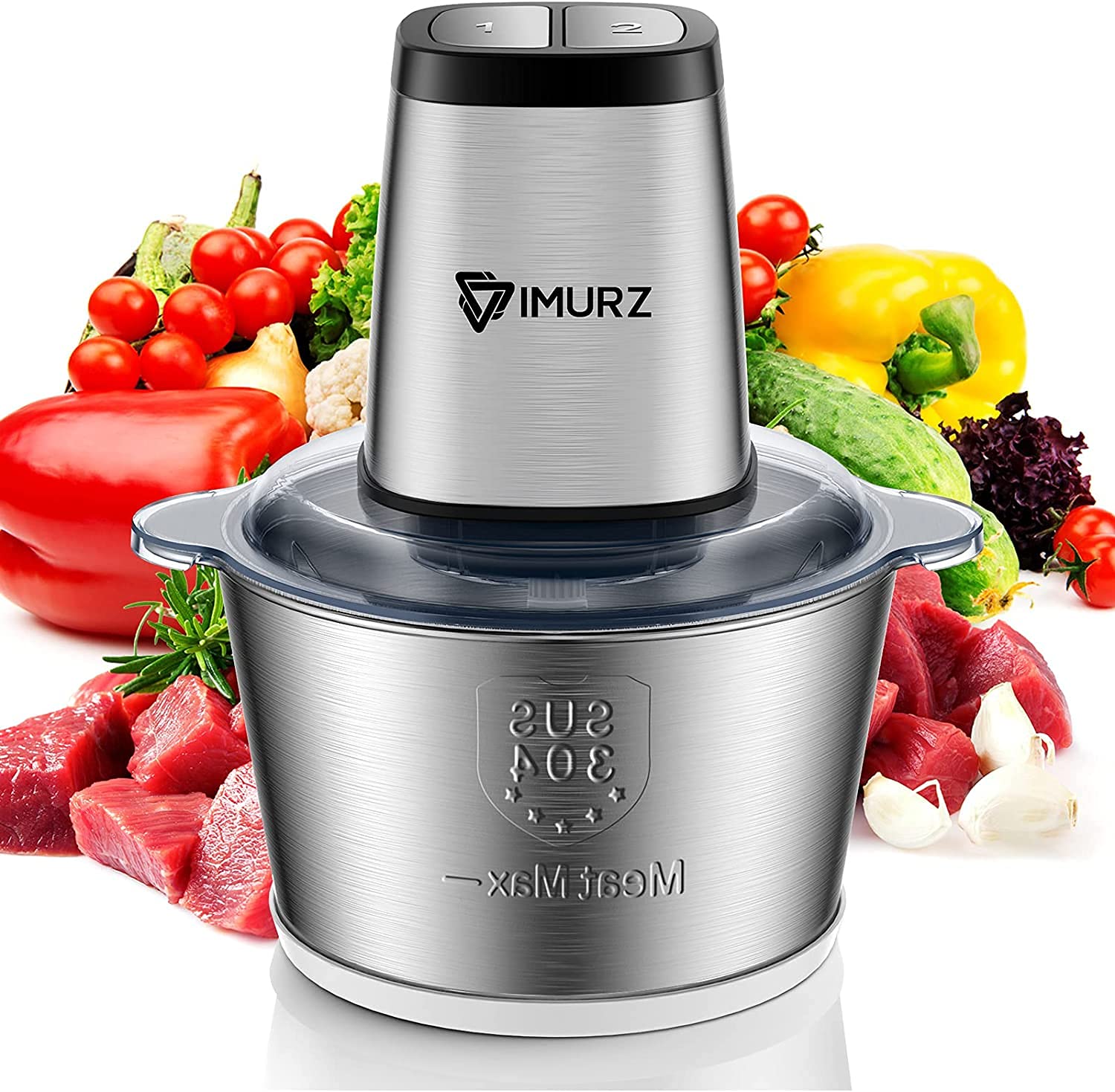Small Food Processor,IMURZ Mini Food Chopper Electric, Meat grinder Blender(Table Blender) , mini chopper 300W Kitchen ,For Vegetable, Fruit, Onion, Garlic -2 Cup