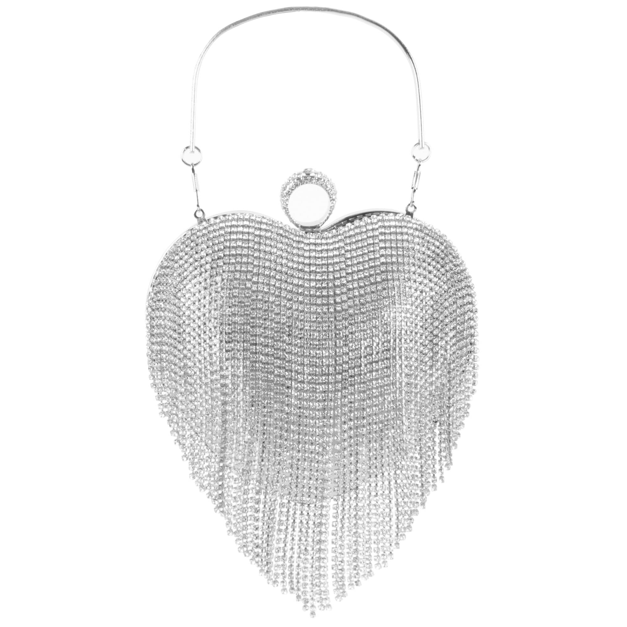 Van Caro Vintage Heart Shape Evening Bag Clutch Handbag Crossbody Shoulder Purse, Red One Size