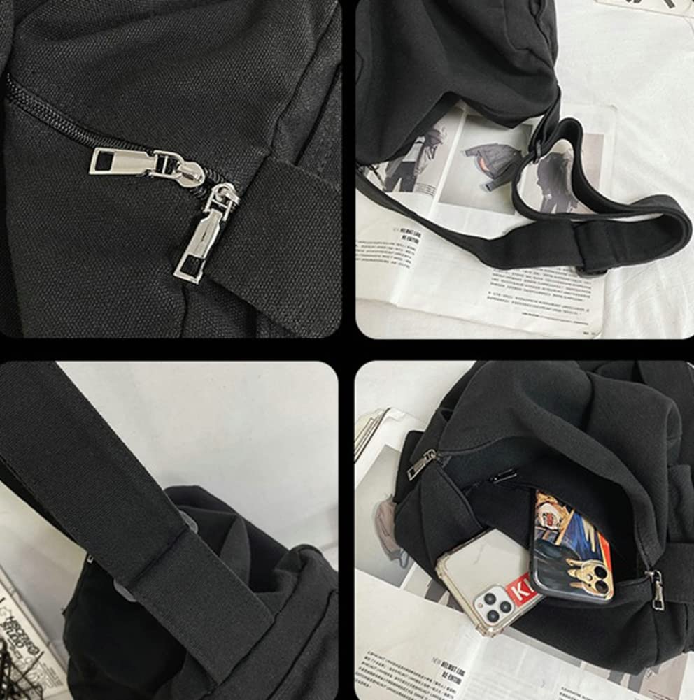 Women Chic Canvas Messenger Bag Large Hobo Crossbody Shoulder Bags with Multiple Pockets