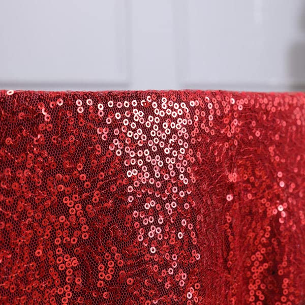 Tableclothsfactory 108" Wholesale Premium Red Table Cover Sparkly Sequin Round Tablecloth for Wedding Banquet Party Home Decor