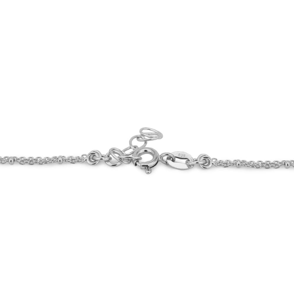 Vanbelle Sterling Silver Jewelry - Rhodium Plated with 925 Stamp - Interlinked Hearts Charm Bracelet - Elegant Handcrafted with Multi Chain for Women - 6.5" long + 1" extender