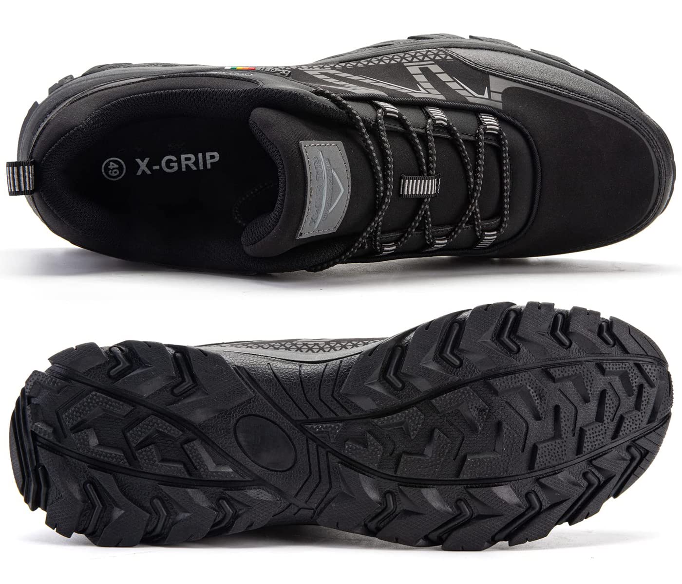 X-GRIP Mens Wide Hiking Shoes Water Repellent Outdoor Work Shoes