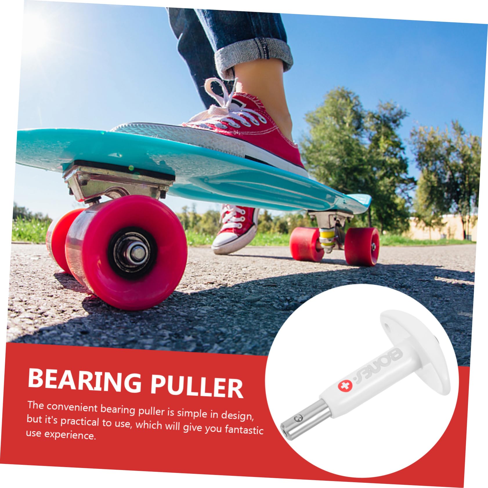 TIDTALEO Skateboard Remover Metal Bearing Pullers Hub Puller Skateboard Bearings Remover Tool Roller Skate Bearing Tools Roller Skating Accessories Wheel Driver White Stainless Steel