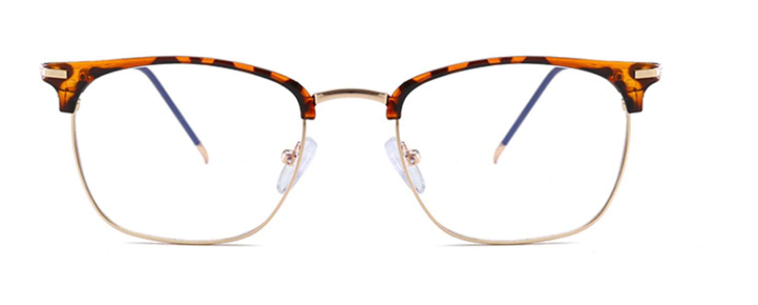 Shiratori Vintage Retro Half Frame Horn Rimmed Optics 43mm Clear Lens Glasses Silver