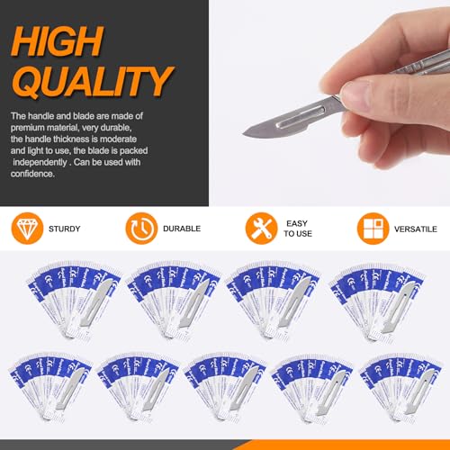 Rustark 44Pcs #11#23 Surgical Grade Blades Sterile Scalpel Blades with #3#4 Scalpel Knife Handle Assortment Kit for Biology, Lab Anatomy, Practicing Cutting, Art Crafts