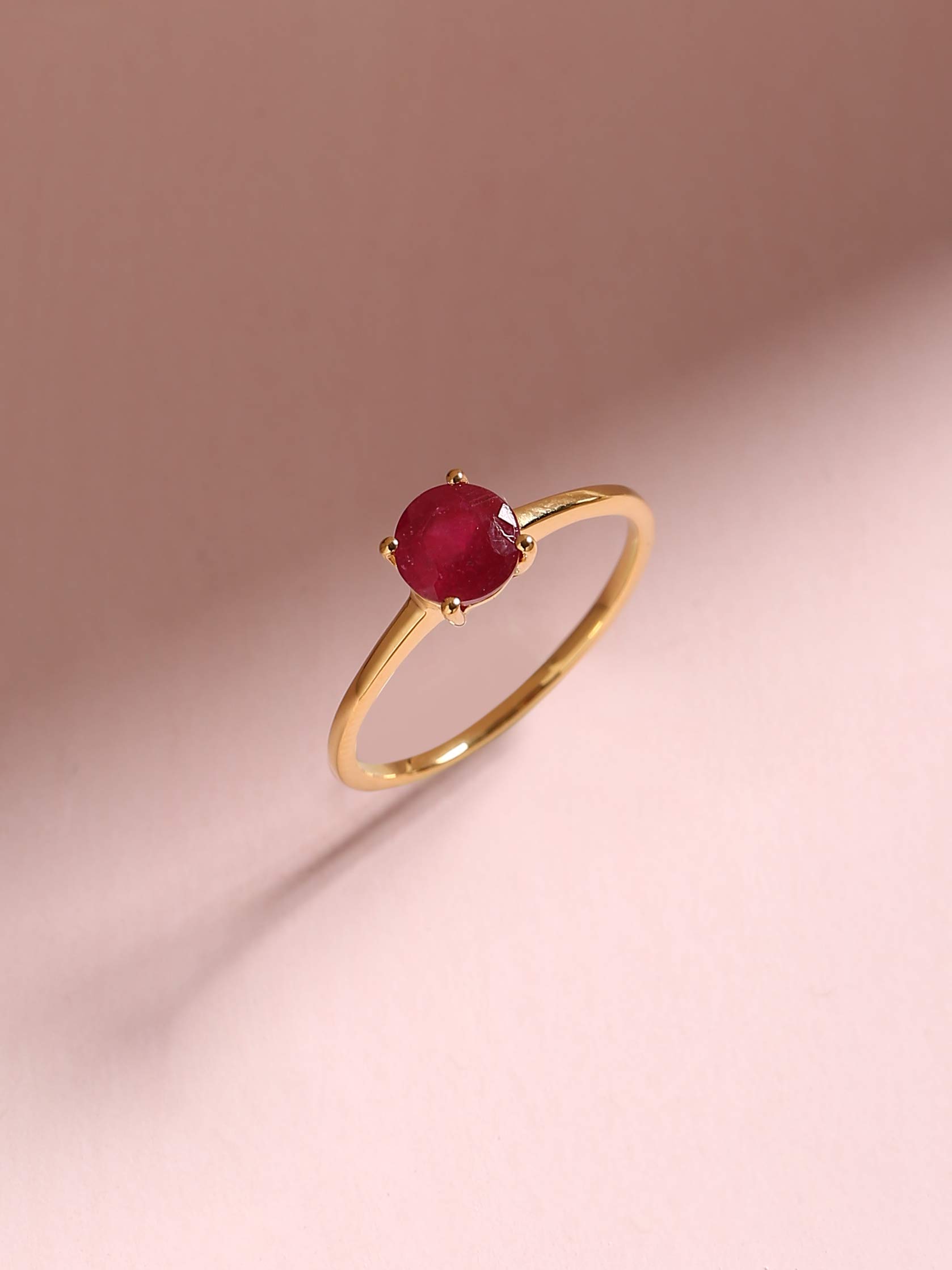 YoTreasure 1.05 Ct Glass Filled Ruby Solid 10k Yellow Gold Solitaire Ring Jewelry (8)