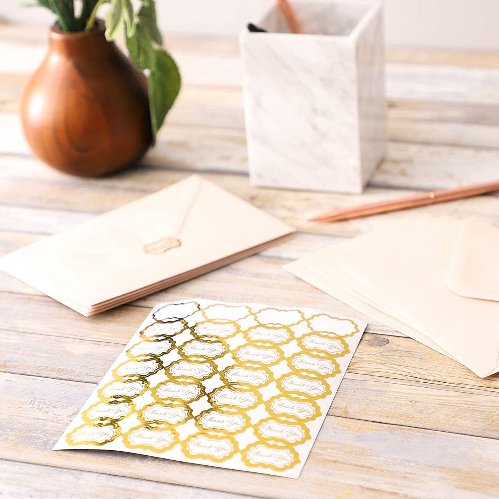 Thank You Stickers to Seal Envelopes (Gold Foil, 252 Stickers)