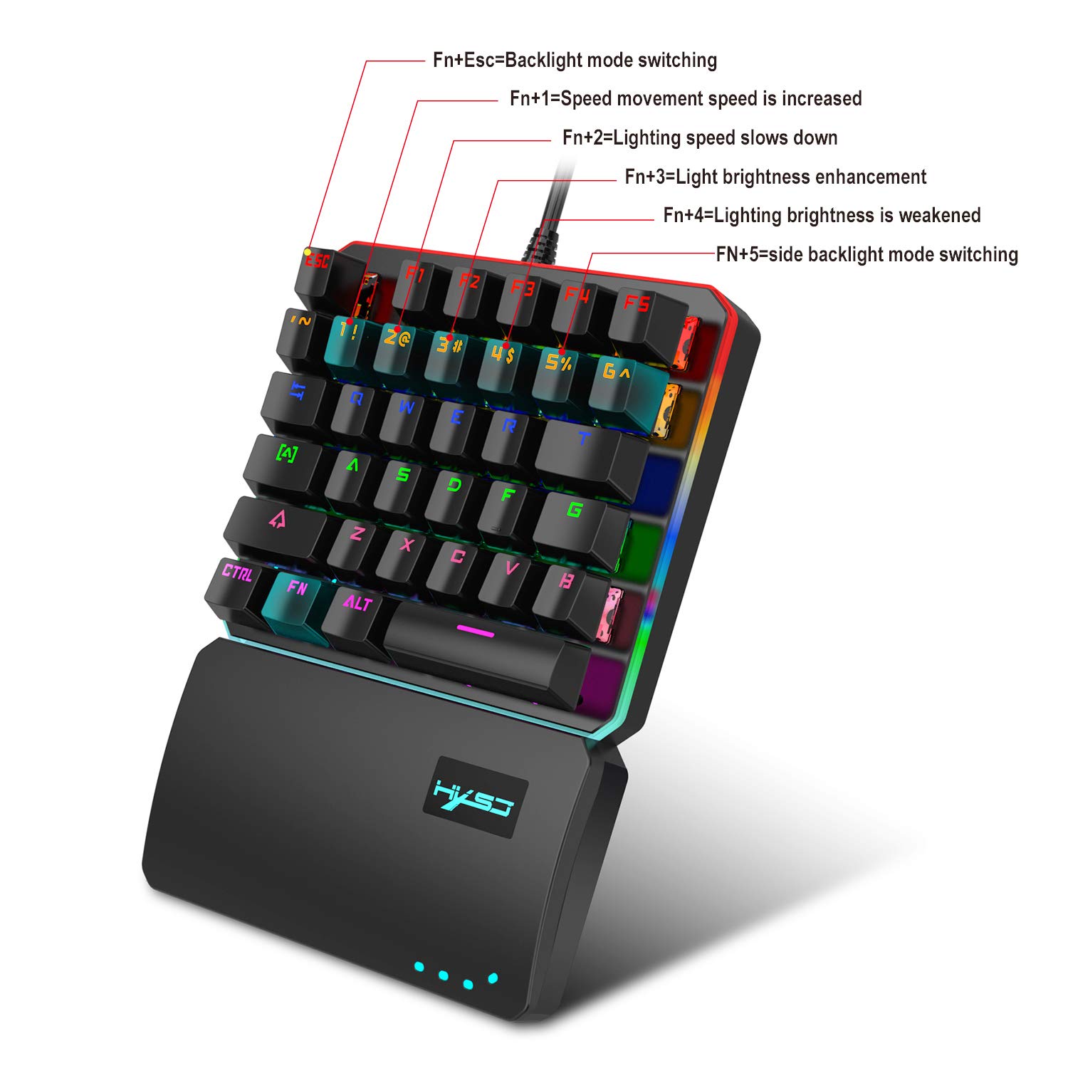 RGB One Handed Mechanical Gaming Keyboard and Programmable Mouse Combo,USB Wired Gaming Keypad and LED Backlit Mouse for LOL/PUBG/Wow/Dota/OW [35 Keys & Blue Switches] (Black)