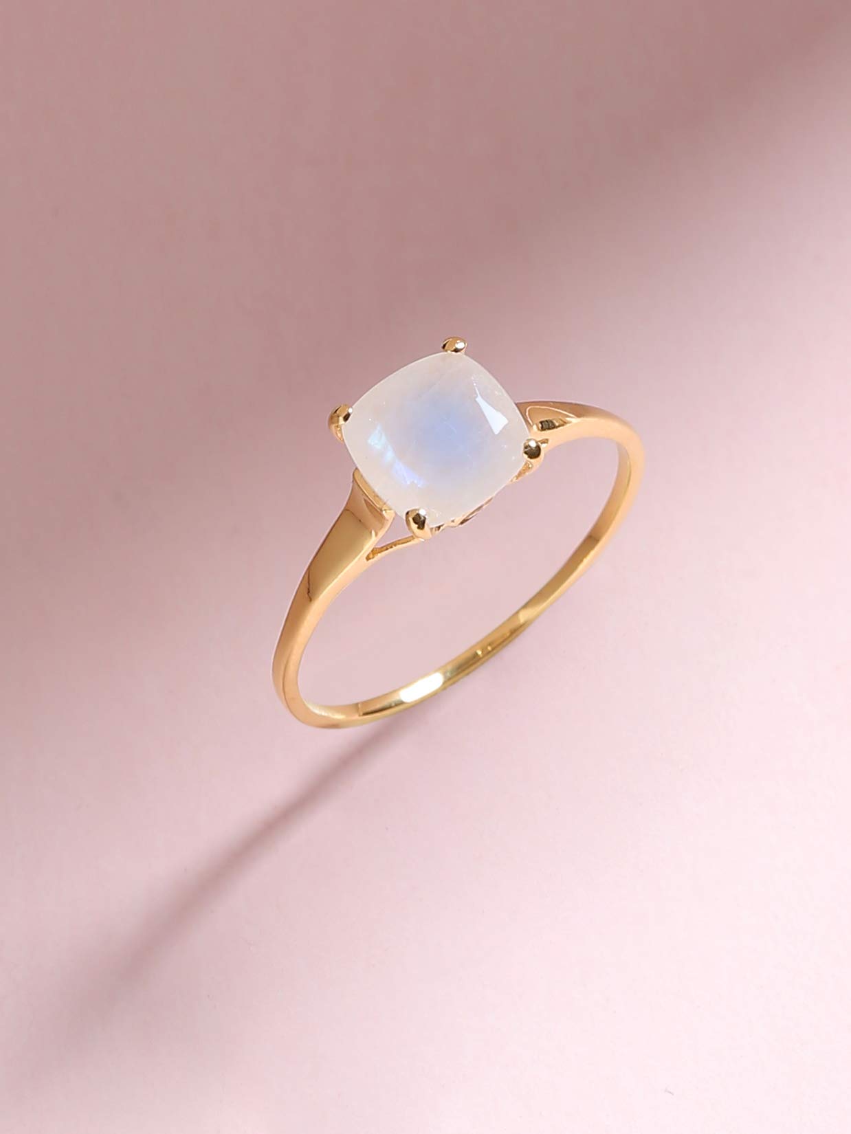 YoTreasure 1.88 Cts Rainbow Moonstone Solid 10k Yellow Gold Ring Jewelry