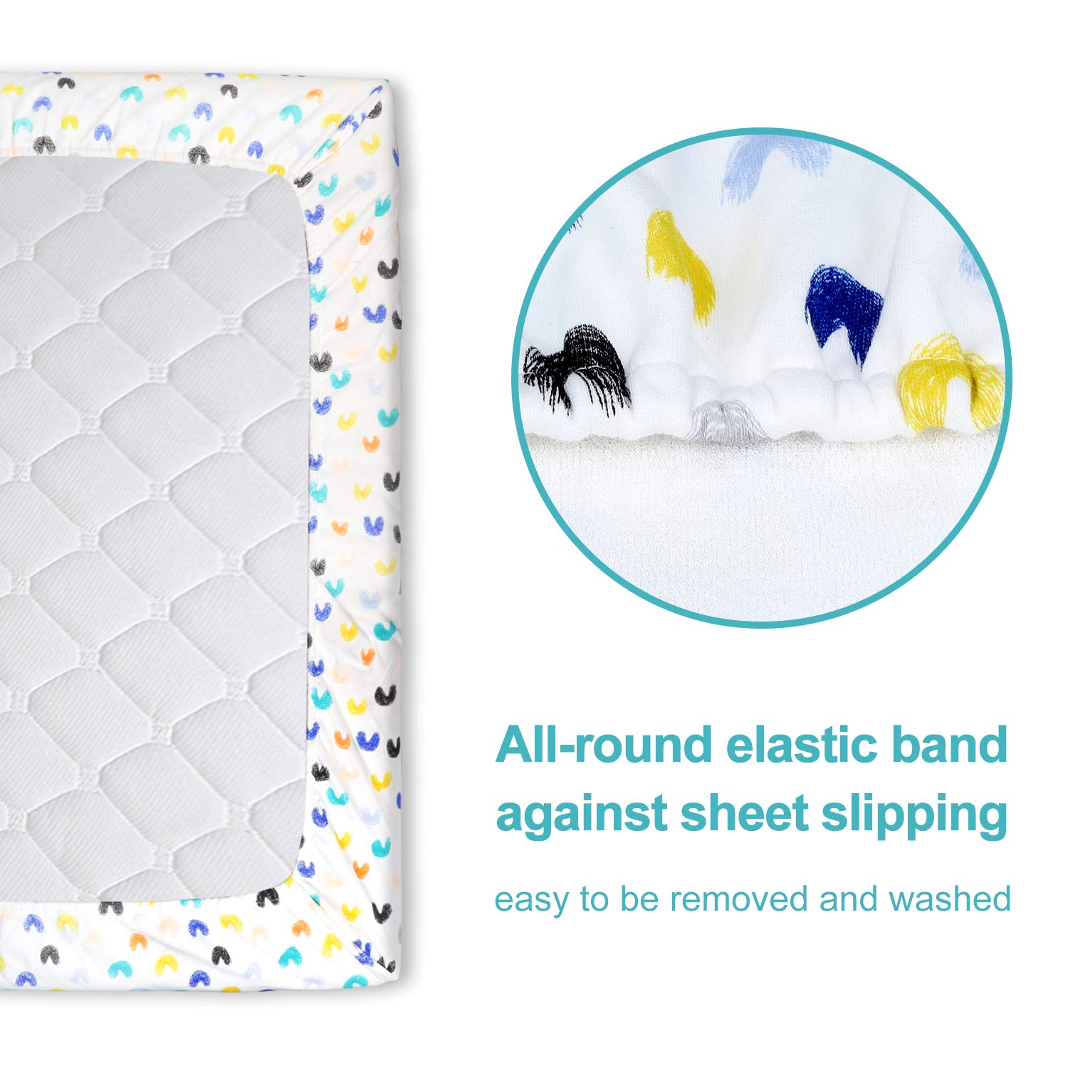 Waterproof Pack n Play Playard Sheets Mattress Sheet Stretchy Fitted Mini Crib Sheets Cover Pad, Soft Candlelight 40β x 27.6β