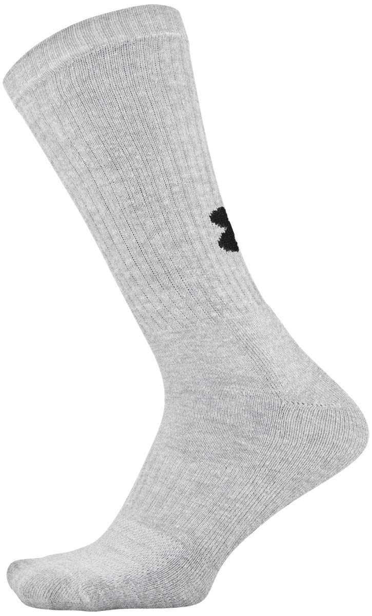 Under Armour Adult Training Cotton Crew Socks, Multipairs , True Gray Heather 2 (6-Pairs) , X-Large