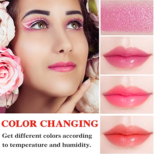 WYBLZPXZ 2Pcs Clear Crystal Flower Jelly Lipstick,PH Magic Temperature Color Changing Lipstick,Lip Gloss,Long Wear Nutritious Tinted Lip Balm,Moisturizing Lip Stick Makeup Set (Set A)