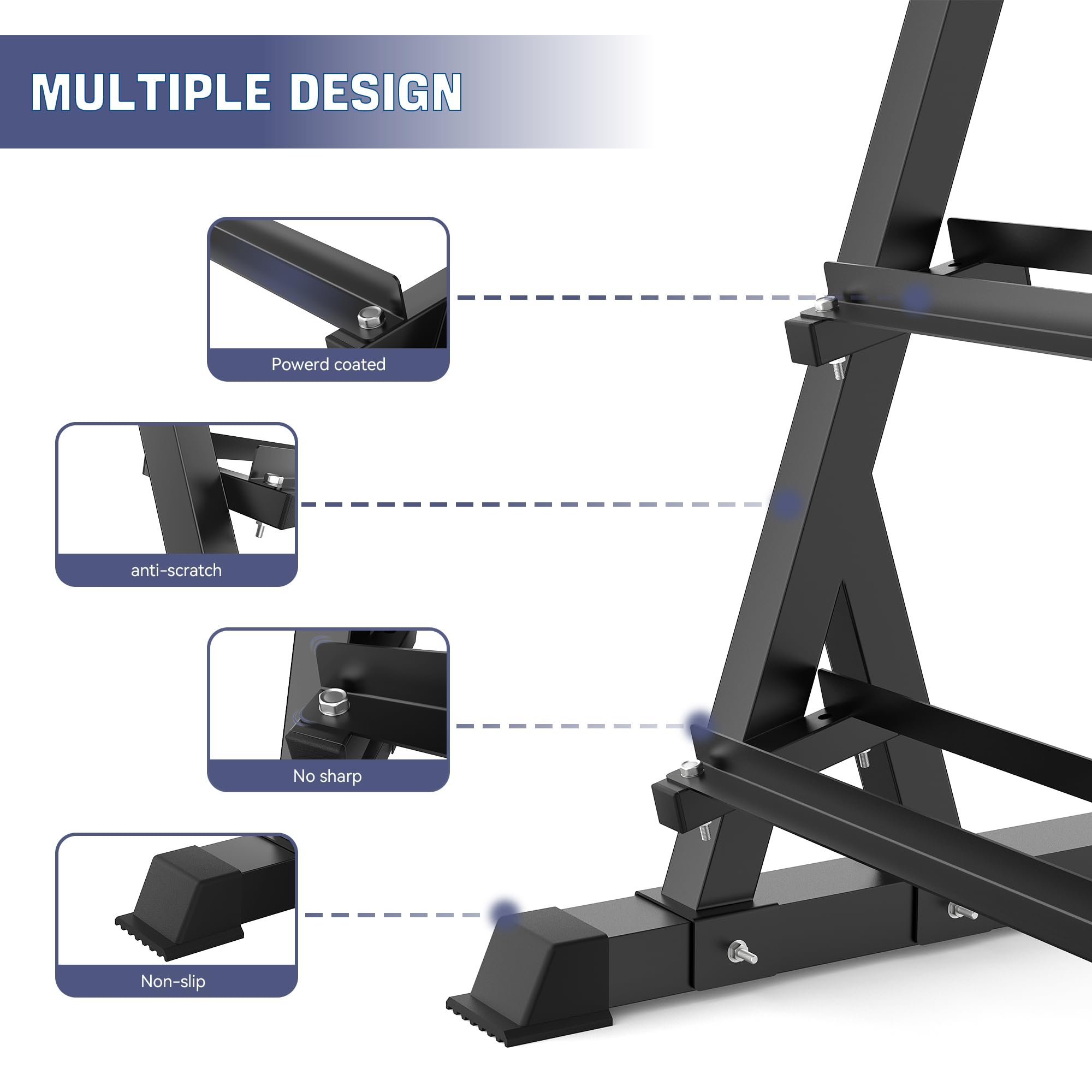 TNINE 1100LBS Dumbbell Rack, 3-Tier Weight Rack for Home Gym, Adjustable Weight Storage Organizer, Heavy Duty Dumbbell Storage Stand Holder (Rack Only)