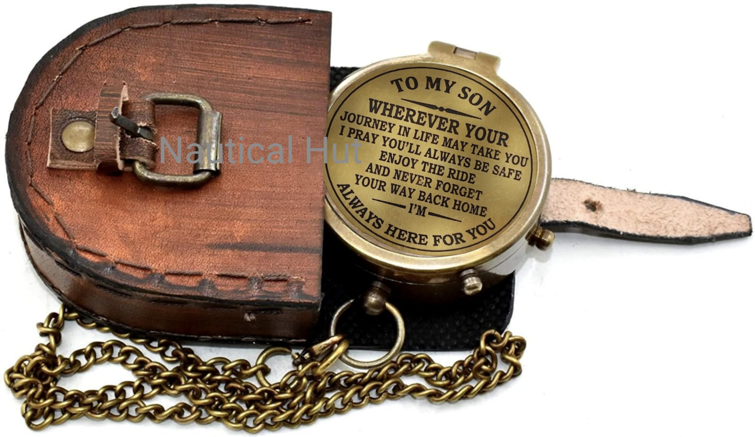 to My Son Engraved Brass Compass Gift to My Son/Nautical Gift for Son from Dad/Gift to Son from Mom/Gift for Son,Father Son Gift,Mother Son Gift,Love Mom,Son from Mom, Love Dad/with Leather Case