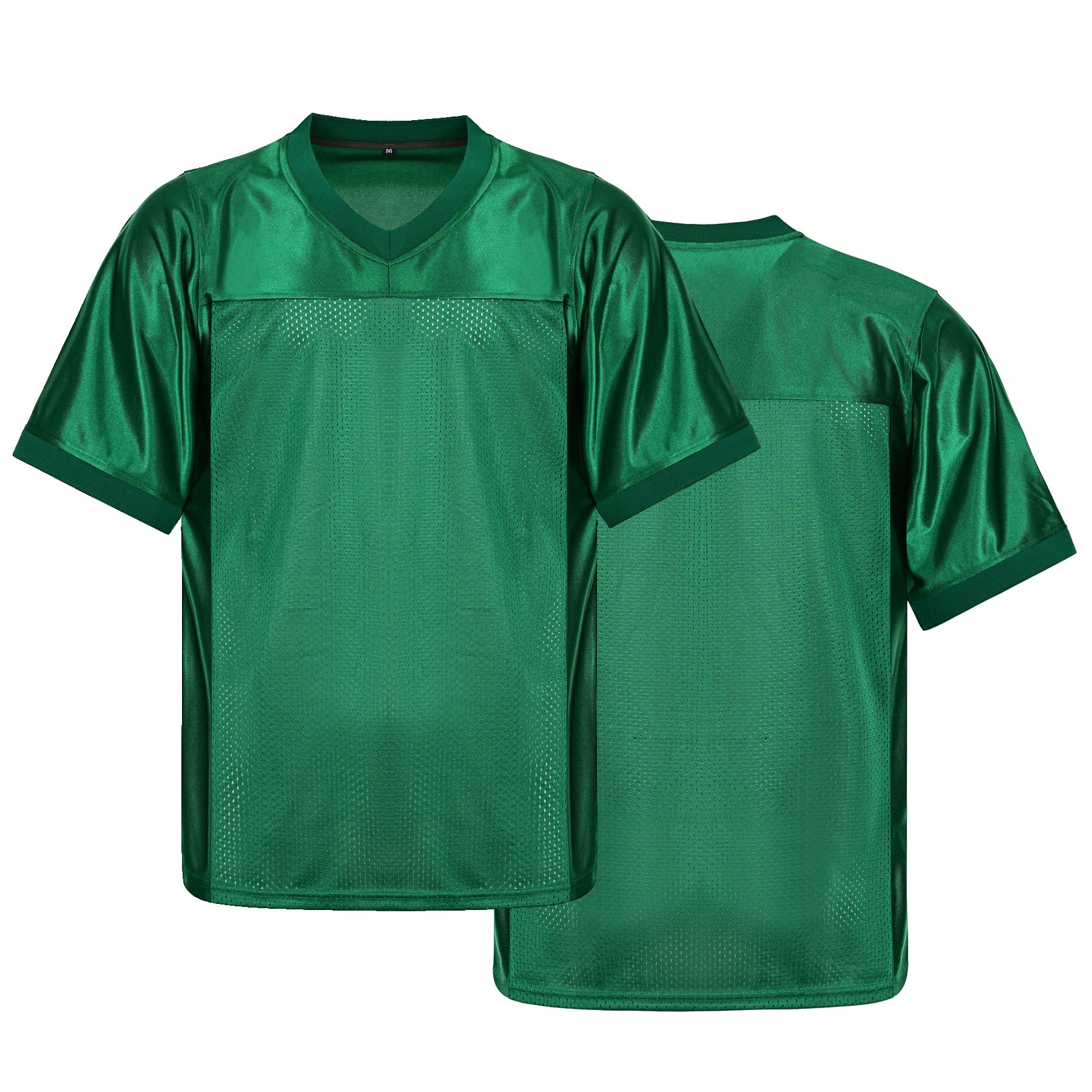 yuepang Blank Football Jersey for Men, Mesh Polyester Plain Sports T-Shirt Hip Hop Jersey S-4XL Green