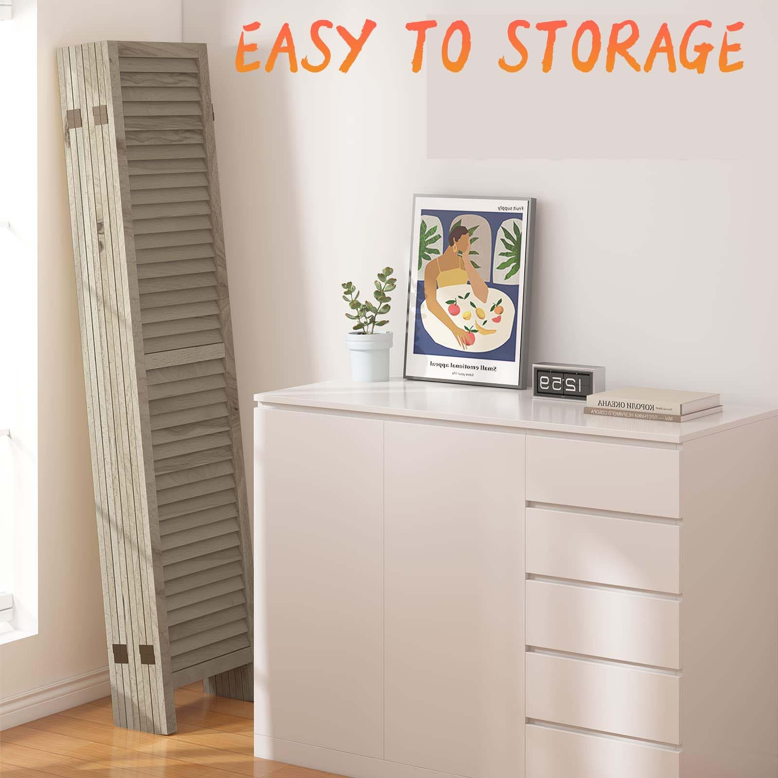 Room Divider Screen, 5.6FT Tall Wood Room Divider Wall, Folding Room Dividers, Louver Privacy Screen, Indoor Partition Room Dividers for Home Office Restaurant Bedroom (6 Panel)