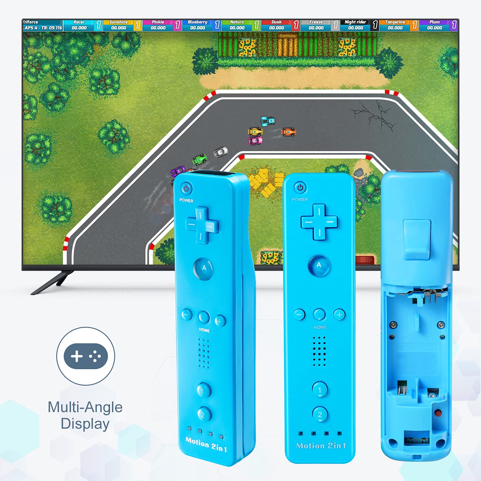 Wii Remote Controller 2 Packs Wireless Wii U Motion Plus Remote Controller with Silicone Protective Case and Wrist Strap Compatible for Nintendo Wii and Wii U (Pink and Blue)