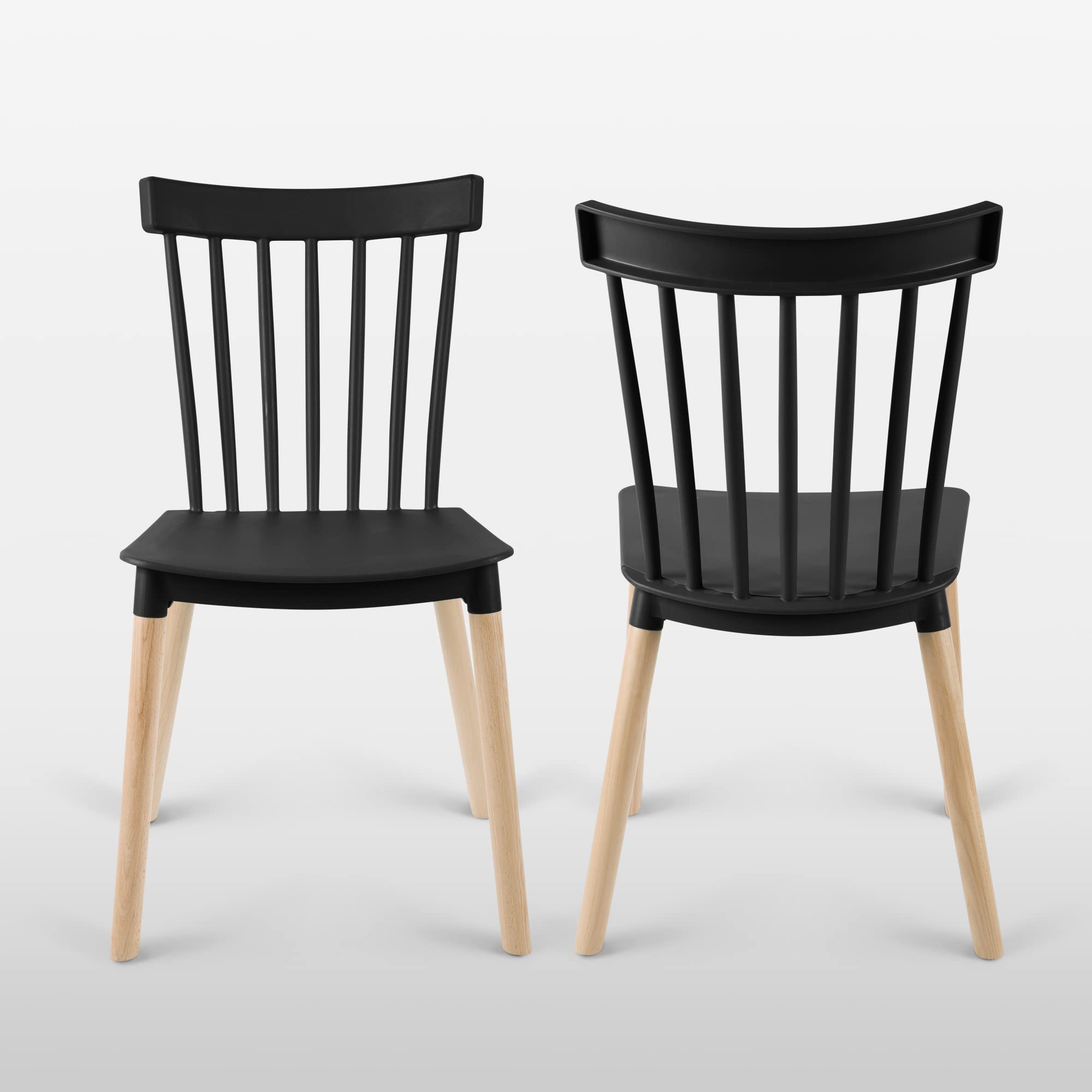 Simpol Home DSW Armless Modern Plastic Chairs with Wood Legs for Living, Bedroom, Kitchen, Dining,Lounge Waiting Room, Restaurants, Cafes, Set of 2, Pink Light