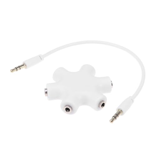 SECFOU 5 Headphones Adapter Headphones Splitter Headset Splitter Headphone Splitter Headphone Jack Splitter Earphone Splitter Headphone Adapter Connector Dispenser Pearlescent Blush White