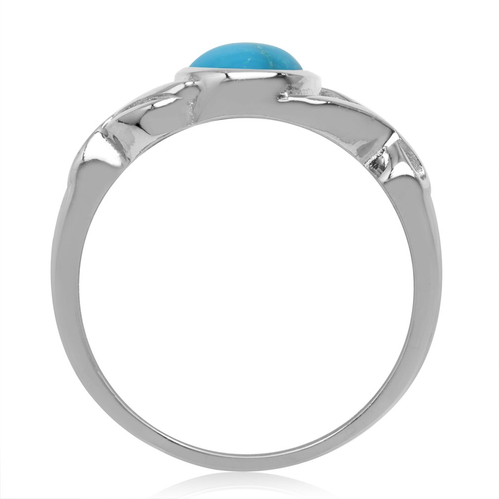Silvershake 7mm Genuine Round Shape Black Onyx White Gold Plated 925 Sterling Silver Casual Solitaire Ring Size 7