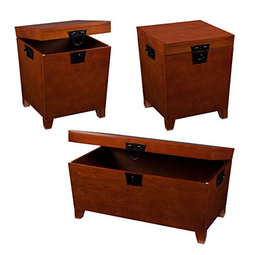 SEI Furniture Pyramid Storage 3-pc Set Trunk Table, Set of 3, Mission Oak