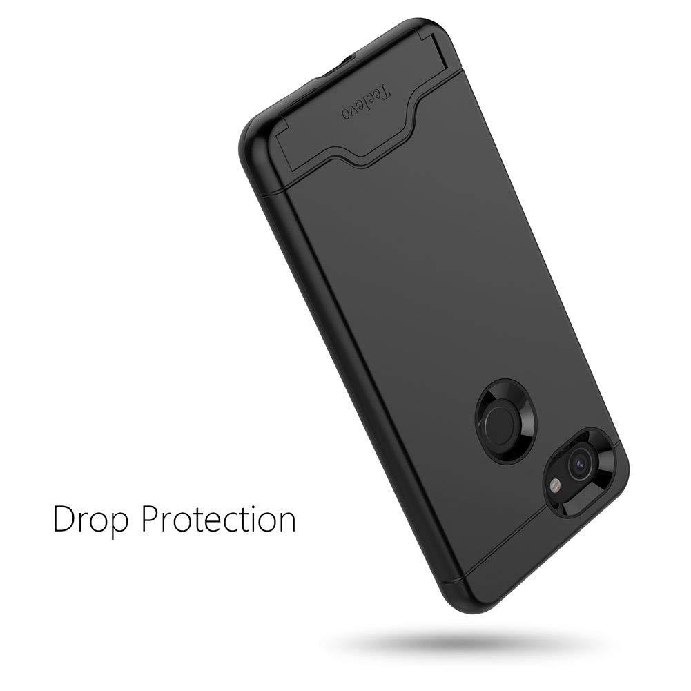 Teelevo Wallet Case for Google Pixel 3a XL, Dual-Layer Case with Hidden Card Storage and Kickstand for Google Pixel 3a XL, Matte Black