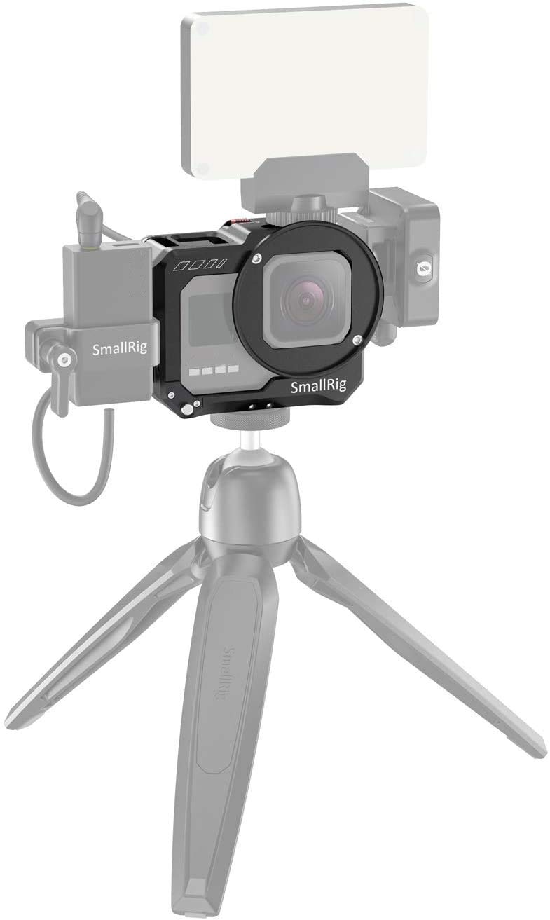 SmallRig HERO8 Vlogging Cage, Aluminum Video Cage with 52mm Filter Mount and 2 Cold Shoe Mount for Mic and Led Light for GoPro HERO8 Black CVG2505