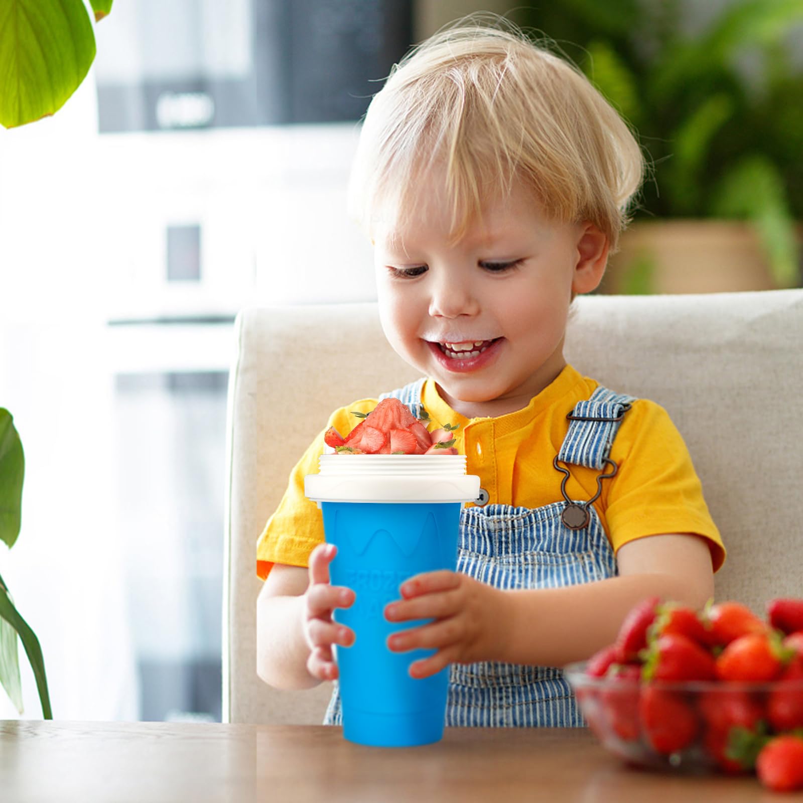 Slushie Maker Cup Frozen Magic: TIK TOK Smoothies Cooling Cup, Double Layer Silica Cup, DIY Homemade Slushies, Portable Squeeze Icy Milkshake Cup Gift for Children
