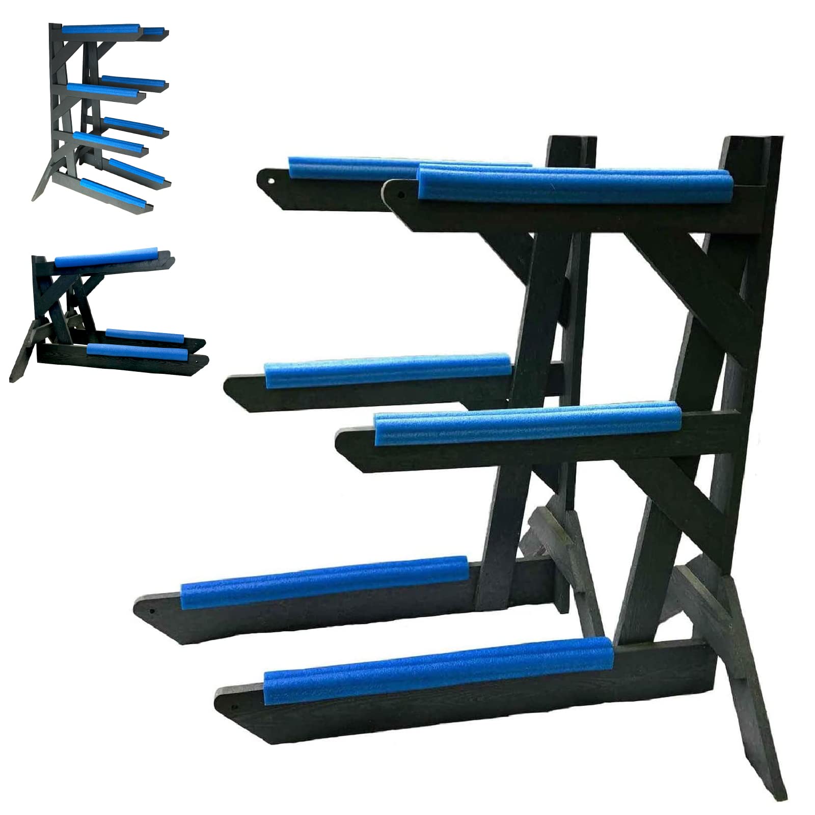 Storage Rack Solutions Outdoor or Indoor Kayak Rack, SUP Rack, Canoe Rack - Kayak Storage Rack (100% Recycled Plastic, 3 Rack (Holds 3 Crafts))