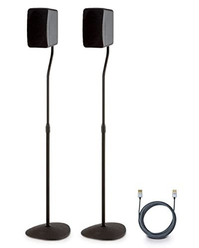 SANUS Adjustable Speaker Stands & Super Slim HDMI Cable Bundle
