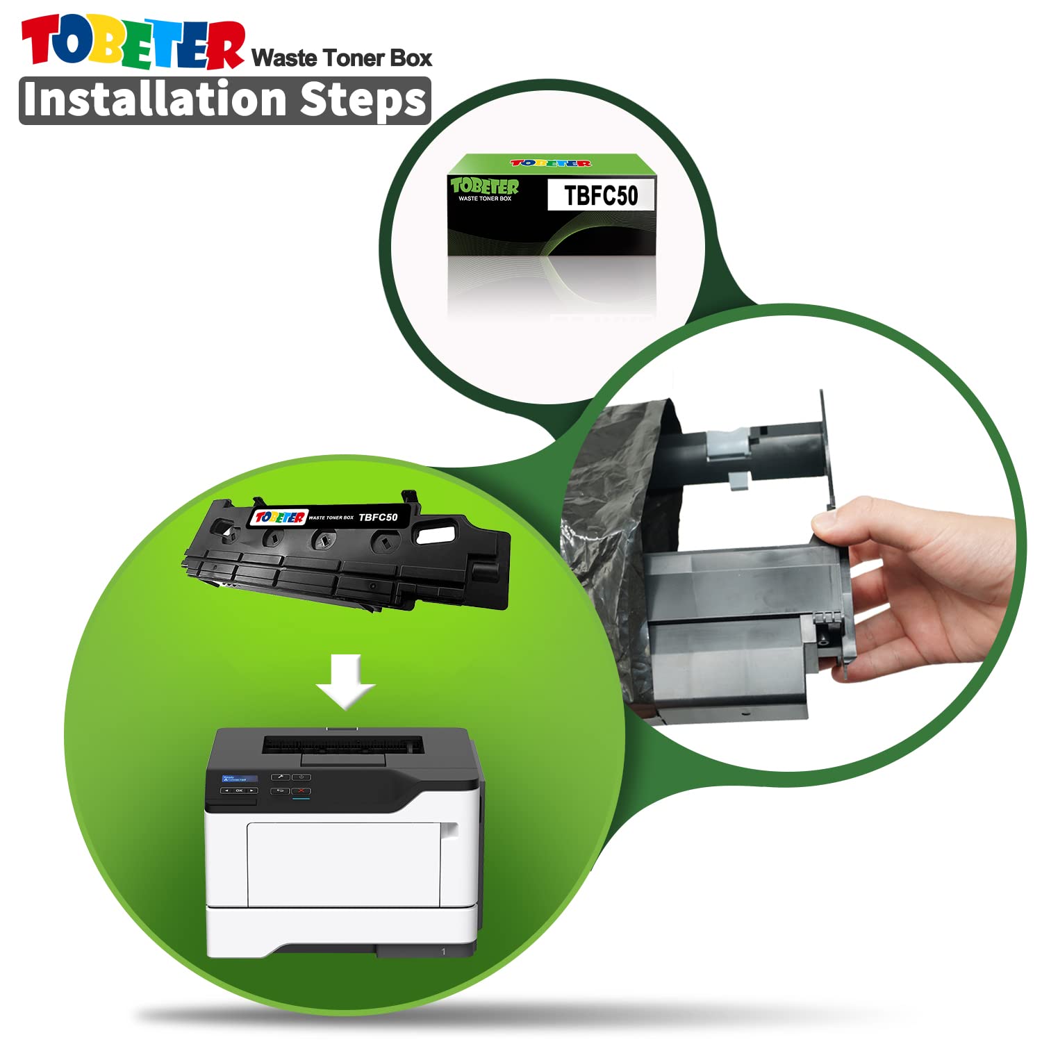 ToBeter Compatible TB-FC505 Waste Toner Replacement for Toshiba TBFC50 Waste Container Box for EStudio 2505AC 2515AC 2555C 3005AC 3015AC 3055C 3505AC 3515AC 3555C 4505AC 4515AC 4555C Printers (1-Pack)