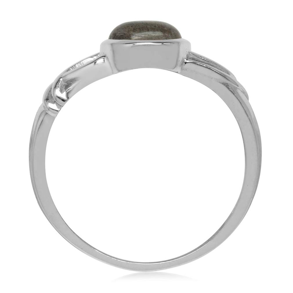 Silvershake 9X7mm Natural Oval Shape Moonstone White Gold Plated 925 Sterling Silver Solitaire Casual Ring Size 8