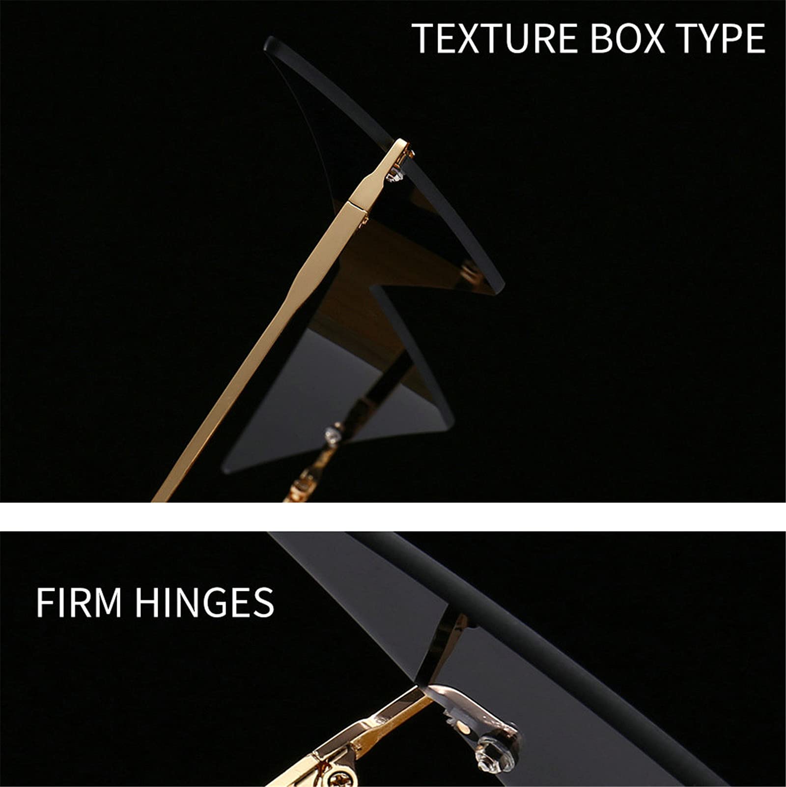 willochra Triangle One Piece Frameless Sunglasses For Women Trendy Ocean Lens Sun Glasses Men Party Prom Sunglasses (black)