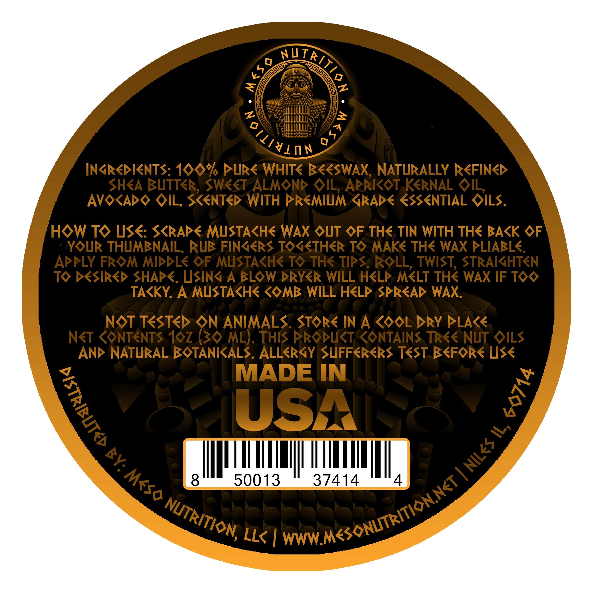 The Fertile Crescent Mustache Wax - All Natural Bergamot, Vanilla, and Patchouli Fragrance - Meso Beard Care