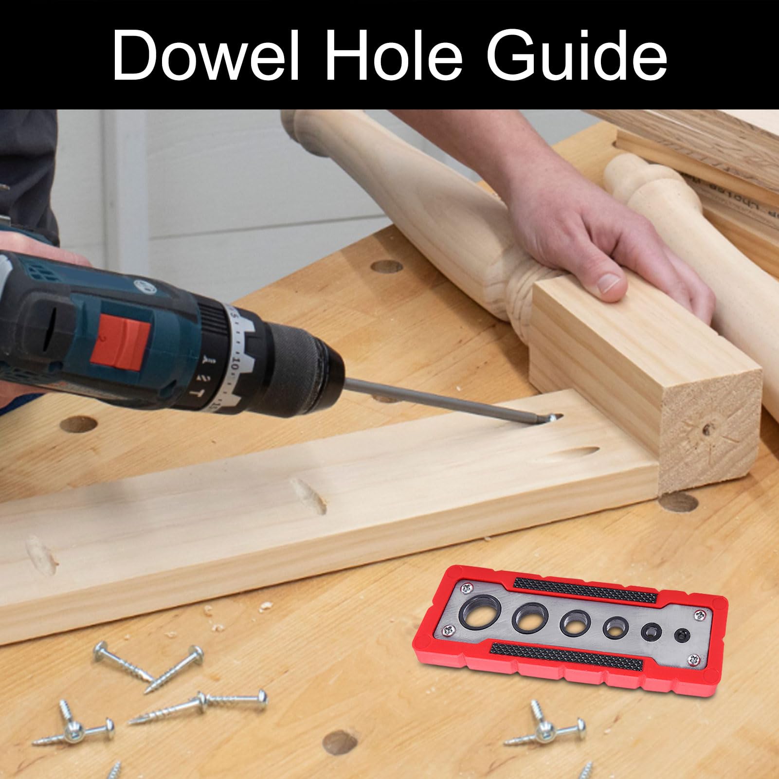 Self Centering Dowel Jig Kit, Inch Woodworking Center Doweling Drill Guide Jig for Straight Hole, Positioner Locator Tool for Woodworking and Shelf Making
