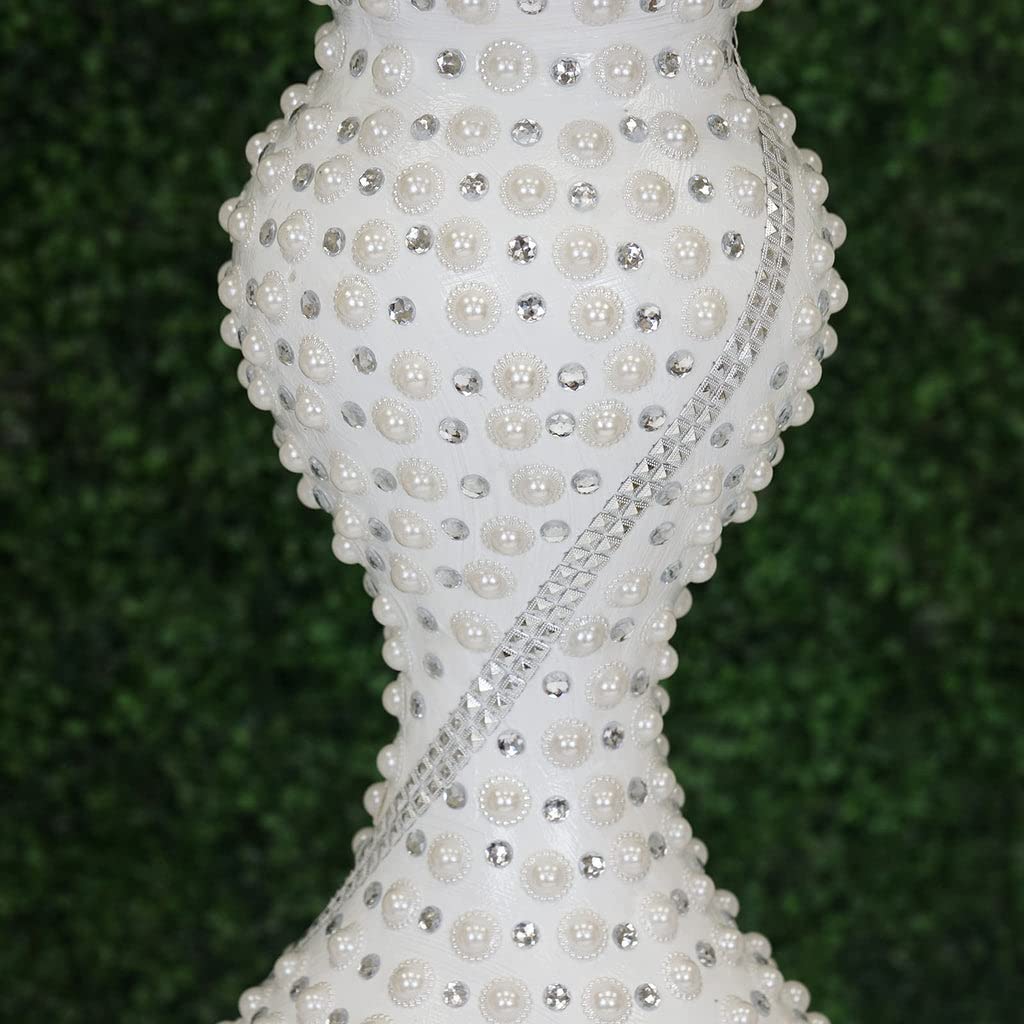 Tableclothsfactory 40" Magical Mermaid Style Mirror Mosaic and Pearl Studded Floor Vase Wedding Centerpiece for Wedding Banquet Party Event
