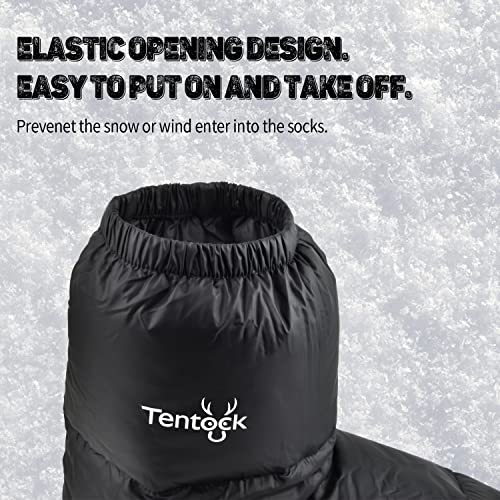 Tentock Camping Down Booties for Men Women Ultralight Waterproof Winter Down Socks for Skiing Snowboarding Indoor(XL)