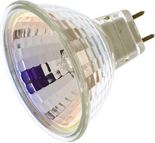 Satco S4627 Bi Pin G8 Base Halogen Light Bulb, 35 Watts, 120 Volts, 280 Lumens, MR16 Shape, G8 ANSI Base, CC-8 Filament, 2900 CCT (Kelvin), 36 Beam Spread, 2000 Average Rated Hours, Clear Finish