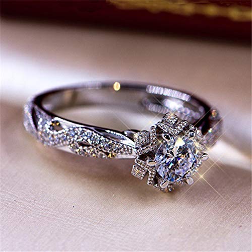 Women Hollow Ring Wedding Engagement Jewelry Accessories Rings (Silver, 11)