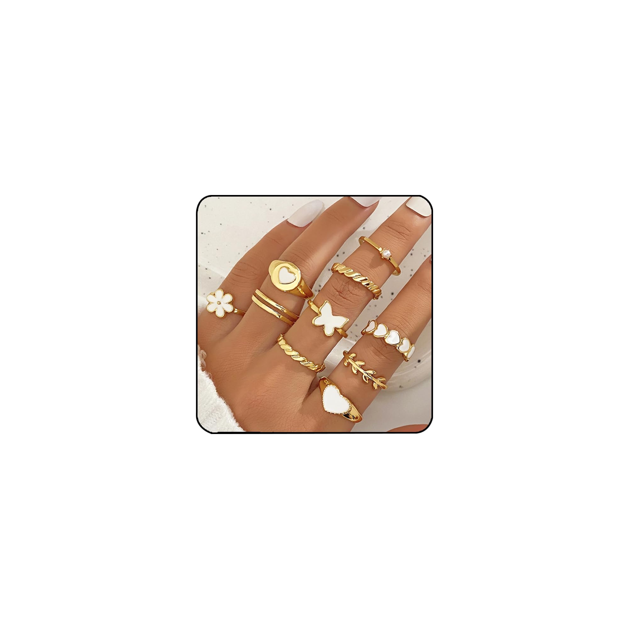 ZOVOLI 19-36 Pcs Gold Boho Knuckle Rings Set for Women, Vintage Stackable Dainty Joint Finger Gold Jewelry Set with Love Pearl and Sparkling Crystals (25-Pcs)
