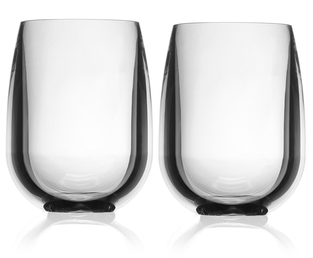 Symglass Unbreakable Clear Stemless Wine Glass Looks,Feels,Weighs Same as Glass(.58lbs),DW Safe!2PK