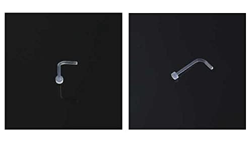 VCMART 32pcs 20G Clear Bioflex Nose Bone Ring Stud L Shaped Nose Retainer Body Jewelry Piercing Top Flat Ball CZ 2mm