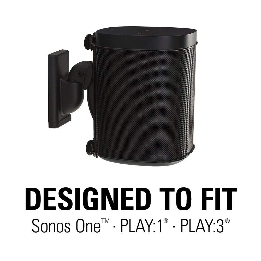 Sanus Wireless Speaker Wall Mount for Sonos ONE - Tool Free Tilt & Swivel Adjustments For Best Audio - Single (black) - WSWM21-B1