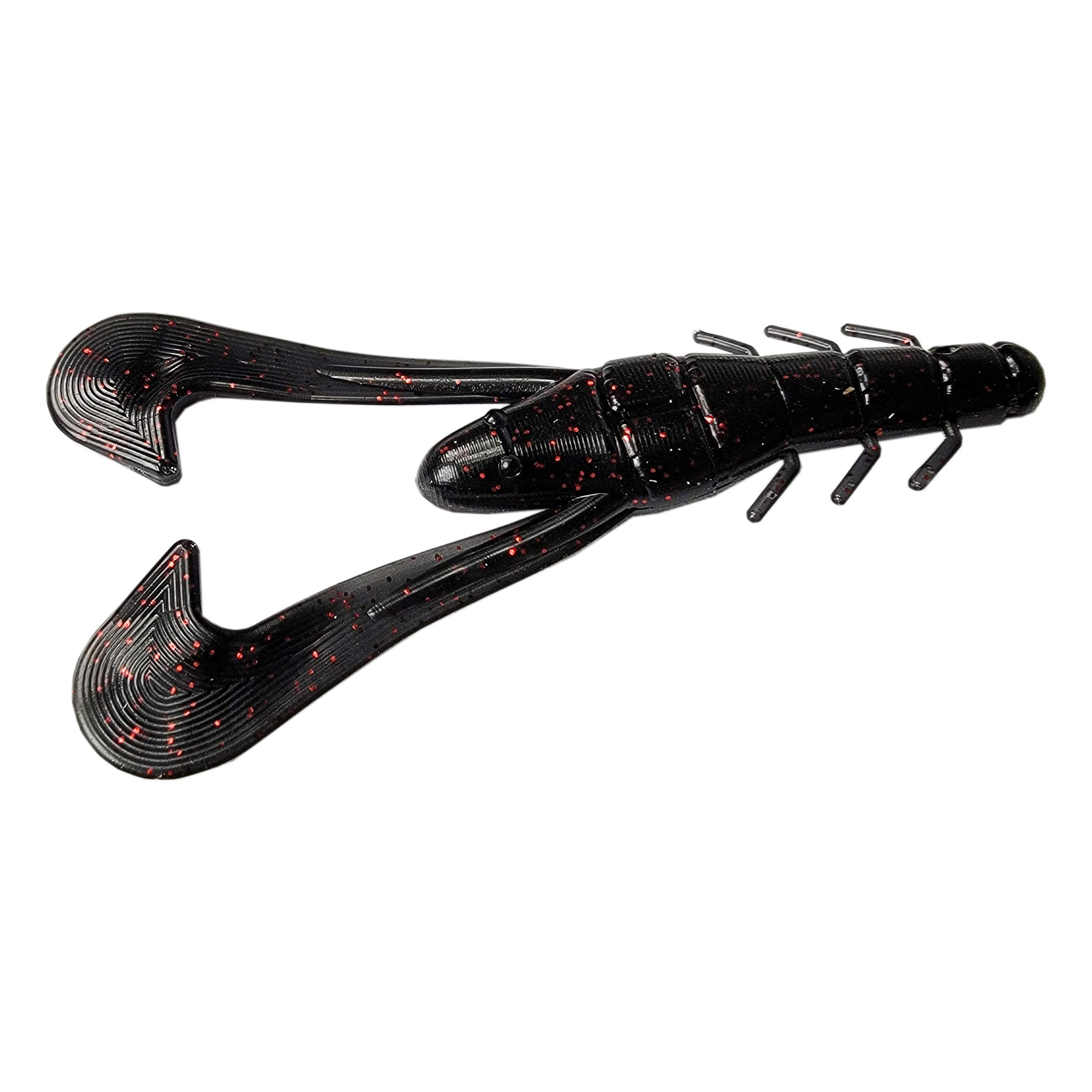 Tackle HD 8-Pack Speed Bug Bass Fishing Lure, 5-Inch Craw Fishing Bait with Curly Claws, Crawfish Soft Plastic Fishing Lures for Freshwater or Saltwater, Black Red Flake