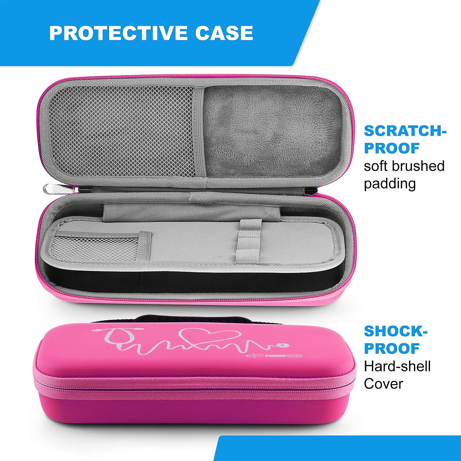Primacare KB-9397-PK Stethoscope Case, SUPPLIES INCLUDED, Pink with Multiple Compartments, Portable and Lightweight First Aid Kit Bag with Vital Medical Supplies, Nursing Accessories for Nurses