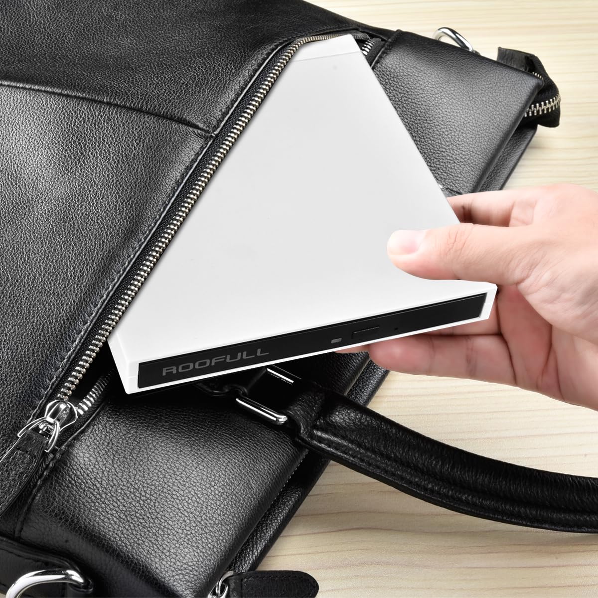 ROOFULL External CD DVD Drive for Mac, CD Burner with SD Card Reader + USB Ports + Long Cable, Portable CD-ROM DVD+/-RW Optical Disk Drive Player for Laptop PC, Windows, MacBook iMac, Linux, White